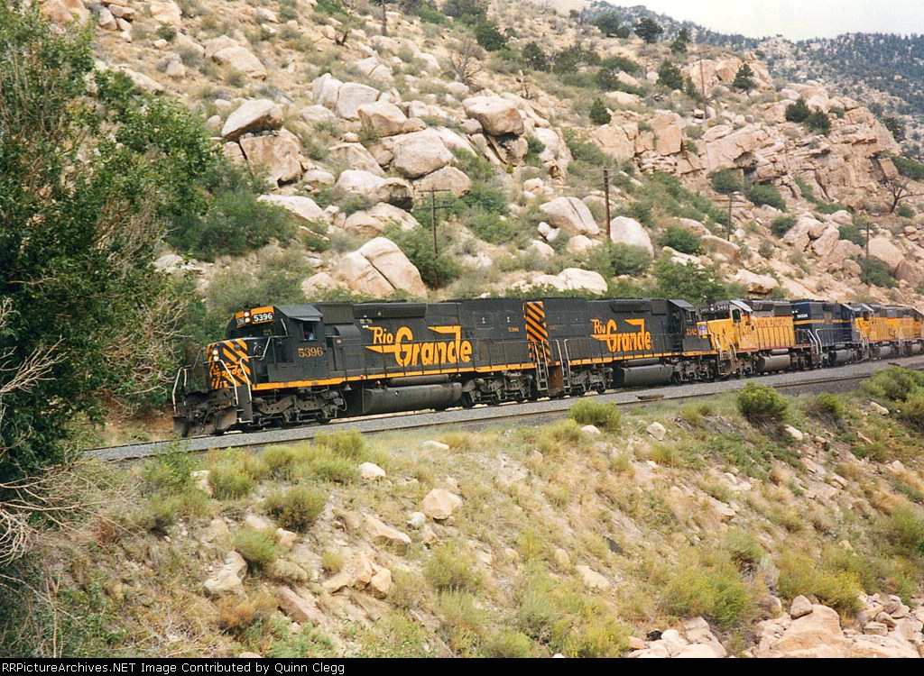 DRGW 5396/5342 Near Nolan Tunnels (Price River Canyon,Utah) August 17,1996.